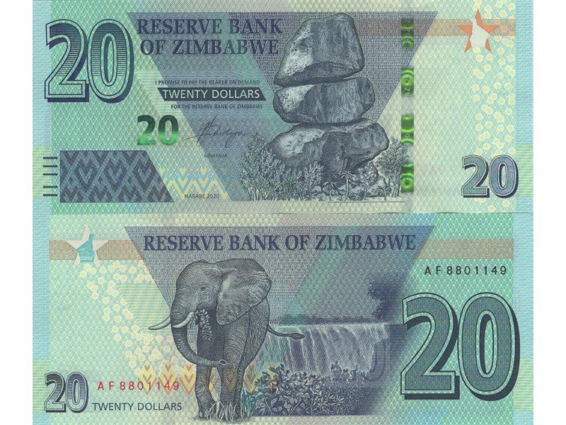 ZIMBABWE 20 Dollars 2020 UNC