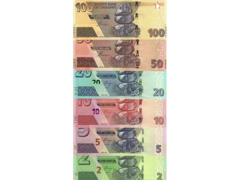 ZIMBABWE set 2, 5, 10, 20, 50 i 100 Dollars 2020 UNC