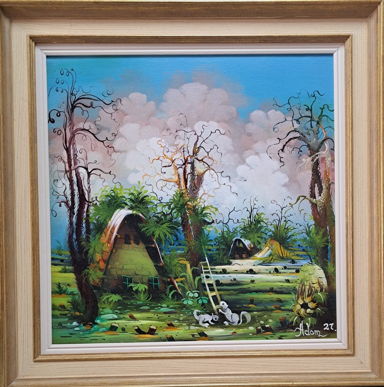 Veverice, Adam Mezin, ulje na platnu, sa 58×58 cm, bez 45×45 cm, sertifikat, 320 eura