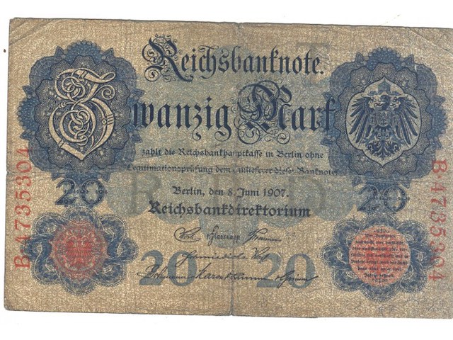 Nemacka 20 maraka 1907