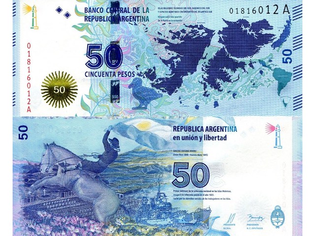 ARGENTINA 50 Pesos 2015 UNC, Falkland islands