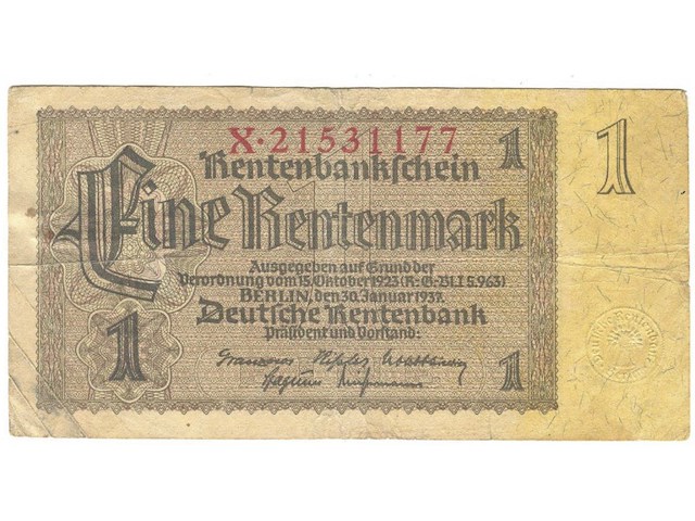 Nemacka 1 rentenmark 1937