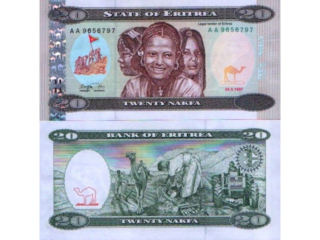 ERITREA 20 Nakfa 1997 UNC, P-4