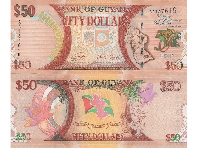 GUYANA Gvajana 50 Dollars 2016 UNC, P-41