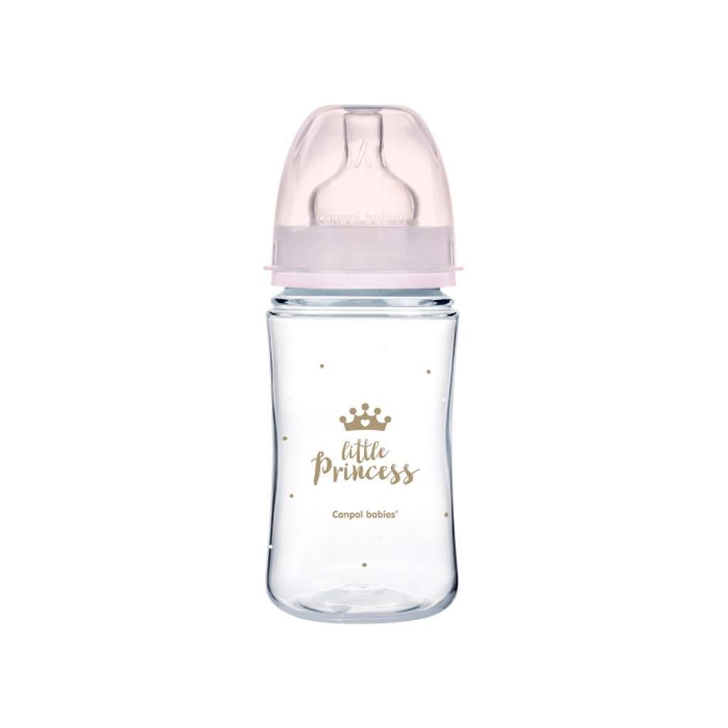 Canpol Baby flašica 240ml široki vrat, pp – royal baby 35/234 pink