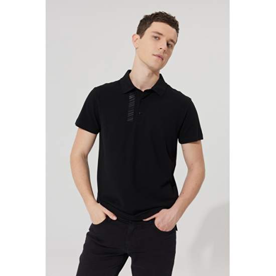 4A4823200002 Slim Fit Slim Fit Polo Neck Cotton Short Sleeve Printed T-Shirt