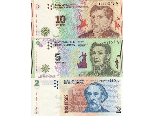ARGENTINA 2, 5, 10, 20, 50 i 100 Pesos 2012/2018 UNC