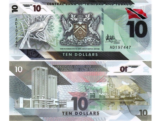 Trinidad and Tobago 10 Dollars 2021 UNC, P-New Polymer