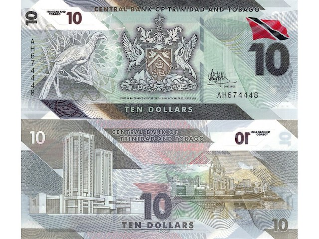 Trinidad and Tobago 10 Dollars 2021 UNC, P-New Polymer