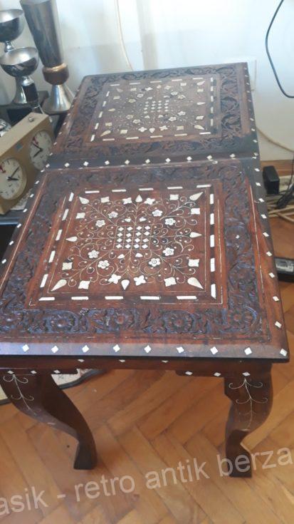 Antique Anglo-Indian Carved Inlaid Rosewood Coffee Table