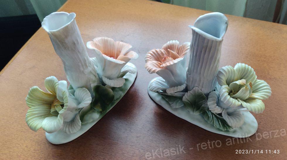 Dve porcelanske cvetno ukrašene vaze , JRJS CLUJ