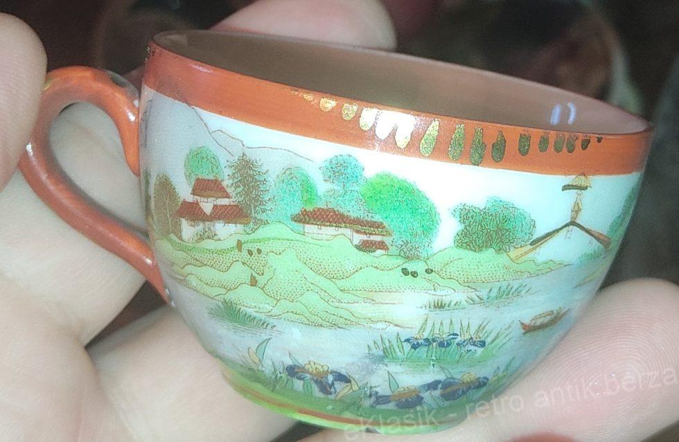 Stari porcelansko ručno oslikani Satsuma Kutani Geisha set za čaj