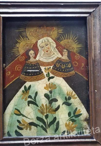 Ikona sv. Ane, obrnuta slika na staklu