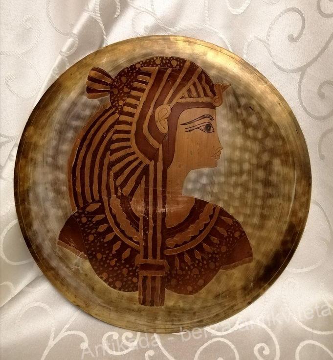 Stari veliki mesingani zidni tanjir iz Egipta hand made