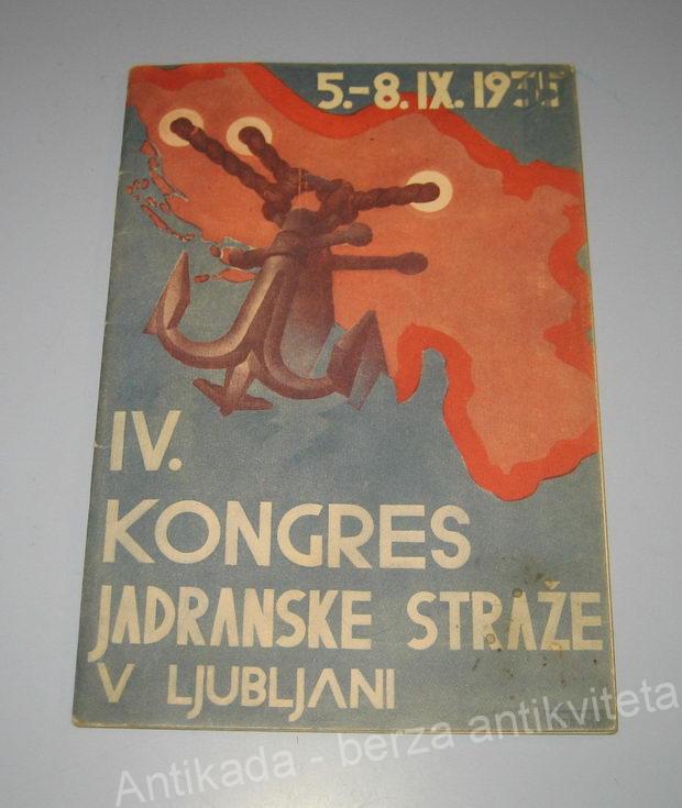 Kongresna knjižica Jadranske straže Ljubljana 1935