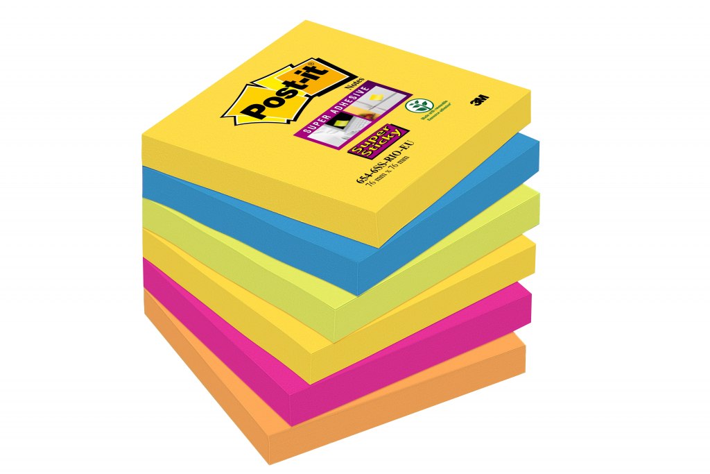 Post-it Super Sticky 76 x 76 mm, RIO, 90L, 6-pack