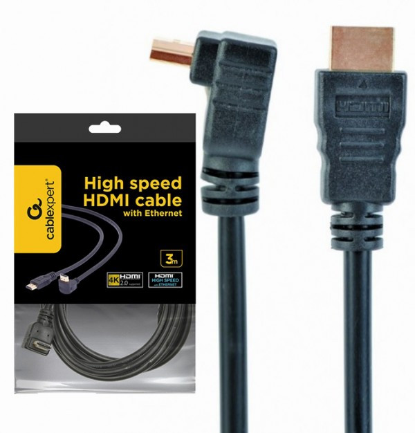 CC-HDMI490-10 Gembird HDMI kabl v.2.0 3D/4K TV konektor pod uglom 90 stepeni 3m