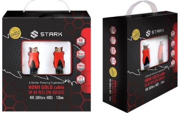 STARK kabl HDMI M-M pozlaćen 4K(Ultra HD),sa zaštitom 10m