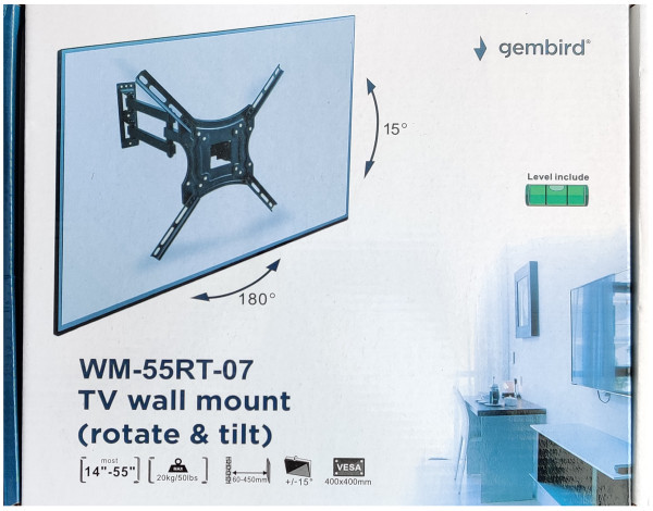 WM-55RT-07 ** Gembird rotate/tilt VESA max. 40x40cm 14-55 max.20kg (872)