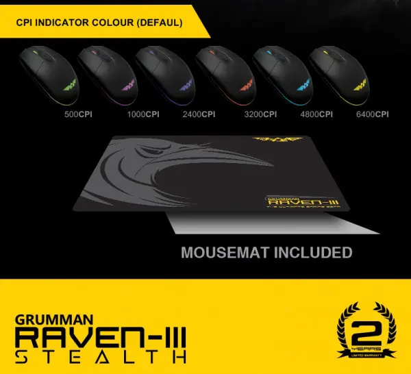 ARMAGGEDDON Raven III Stealth Gaming miš USB optički