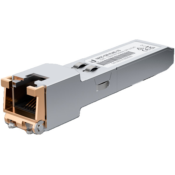 Ubiquiti UACC-CM-RJ45-1G SFP to RJ45 transceiver module that delivers 1 Gbps speed via a converted Ethernet connection. ( UACC-CM-RJ45-1G )