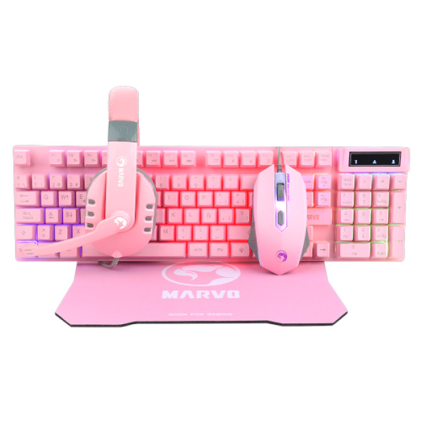 Tast+Mis +Slusalice USB MARVO CM370 GAMING PINK