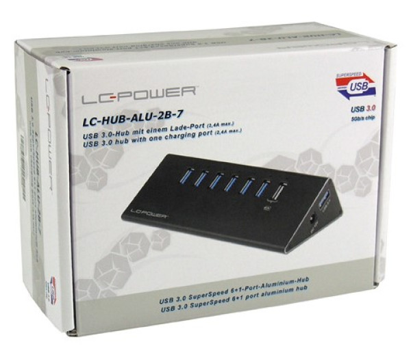 USB LC Power LC-HUB-ALU-2B-7 HUB 6+1port USB3.0 Aluminium