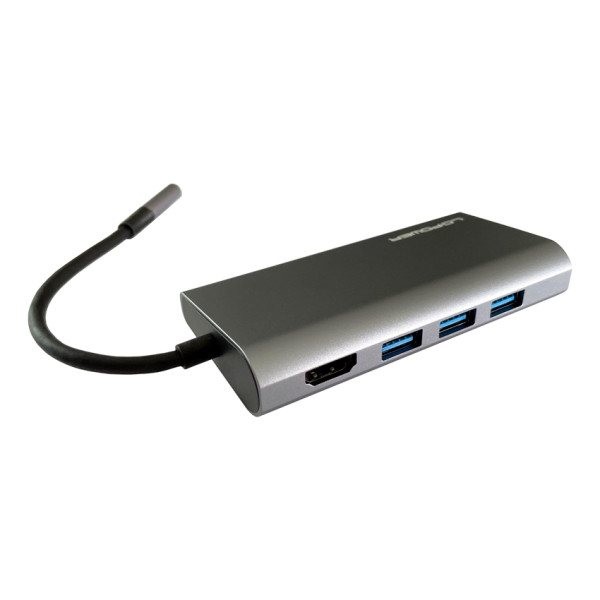 USB LC Power LC-HUB-C-MULTI-5 USB Type C HUB card reader, charging, RJ45, HDMI anthracite/black