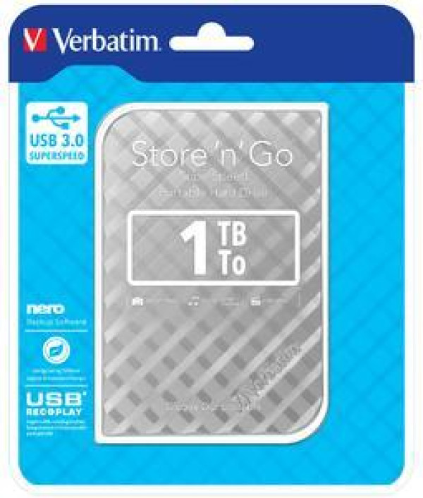 Verbatim HDD 1TB 3.0 Siv Kocka (53197)