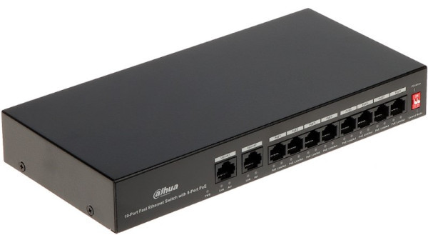 DAHUA SWITCH PFS3010-8ET-65 10/100 RJ45 ports, POE 8 kanala, UPLINK 2xGbit