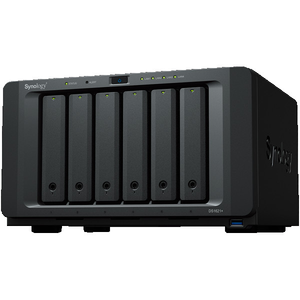 Synology DiskStation DS1621+,Tower,6-Bay 3.5 SATA HDDSSD, 2 x M.2 2280 NVMe SSD, CPU AMD Ryzen Quad-Core 2.2 GHz, 4 GB DDR4, 4 x RJ-45 1 Gb