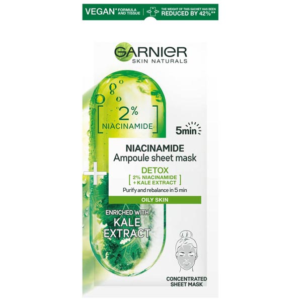 Garnier Skin Naturals maska u maramici sa sadržajem ampule niacinamid za masnu kožu 15g