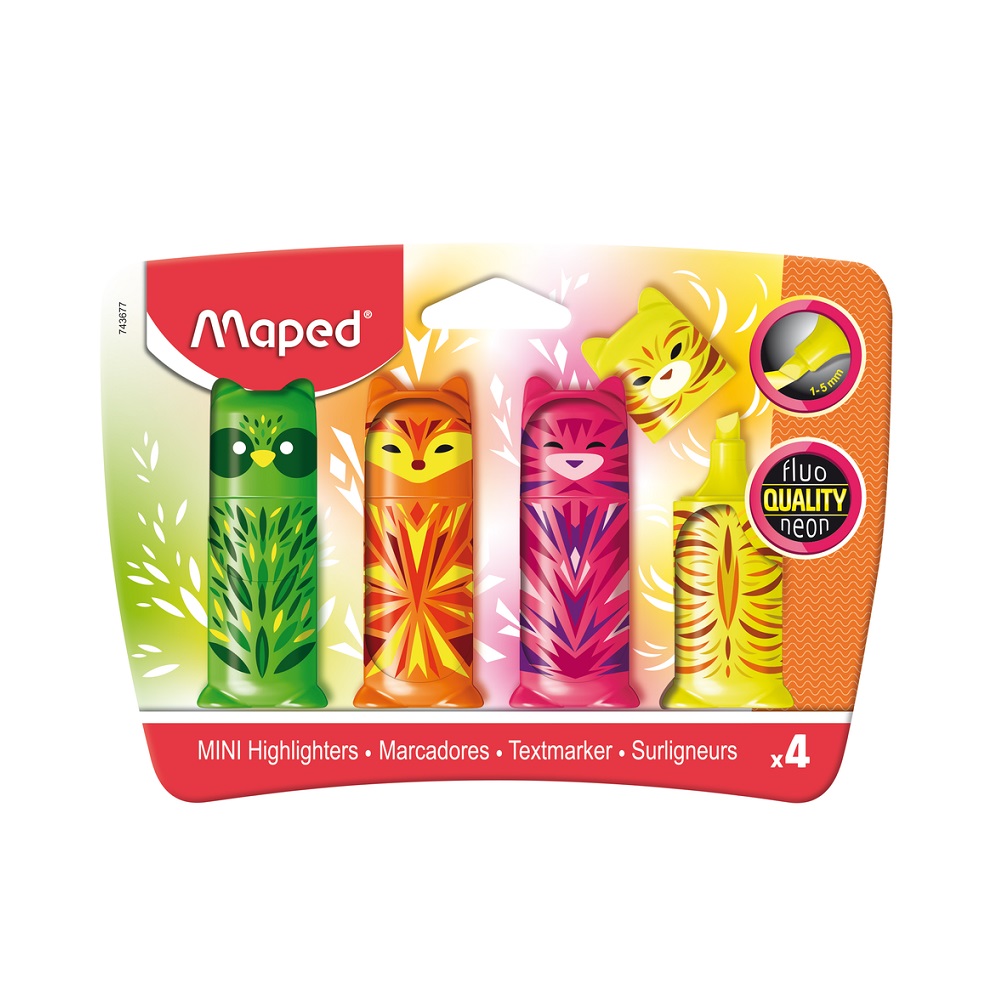 TEKST MARKER MAPED FLUO`PEPS MINI BLISTER ANIMALS