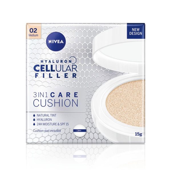 NIVEA Hyaluron Cellular Filler 3u1 Cushion za negu lica – medium nijansa 15g