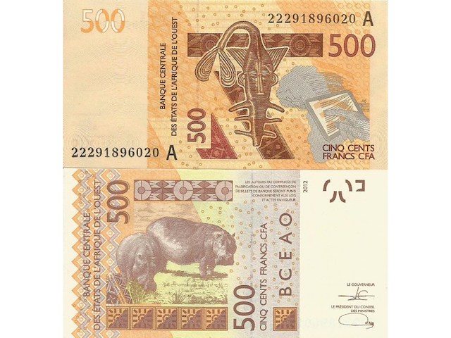 Obala Slonovace Ivory Coast 500 francs 2022. UNC