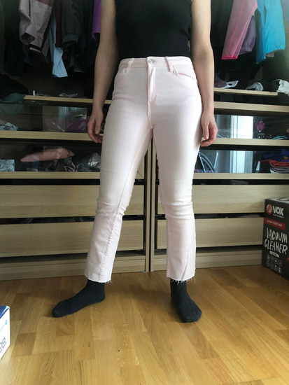 Pastel Pink/Roze farmerice KICK FLARE kroja