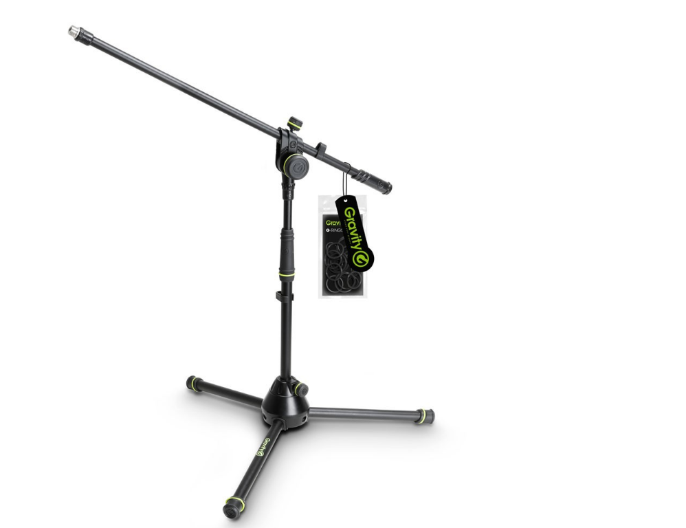 ADAM HALL Gravity MS 4221 B Short Microphone Stand with Folding Tripod Base and 2-Point Adjustment Boom