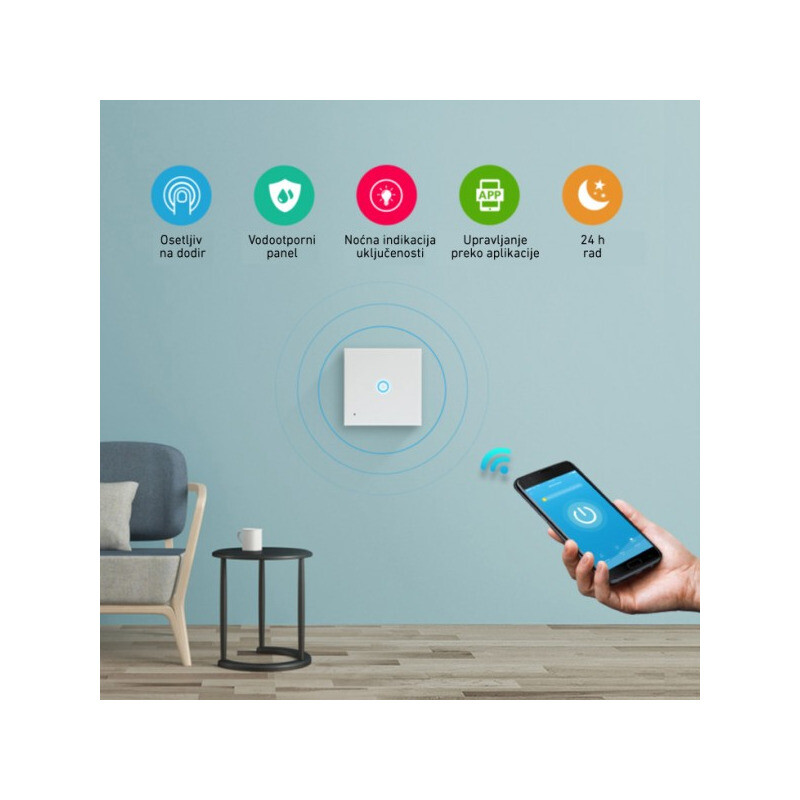 Wi-Fi smart prekidač svetla 1x5A WFPS-W1/WH