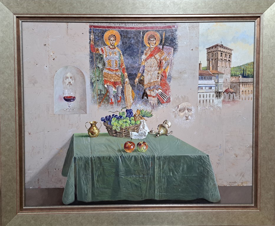 Sveci Hilandara, Milan Miletić, sa 97×117 cm, bez 80×100 cm. ulje na platnu, sertifikat, 2023., 413000 dinara