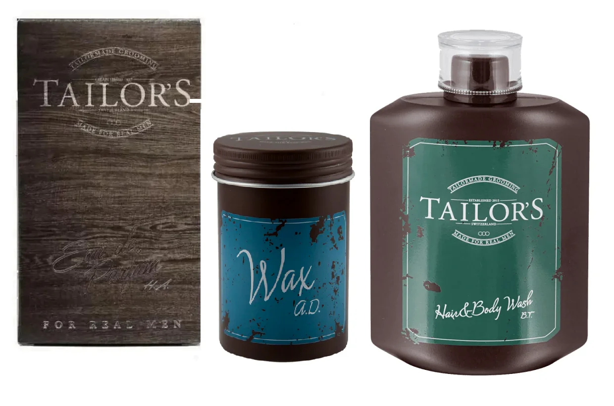 Tailors set od 3 proizvoda – Muški parfem, vosak za kosu i šampon