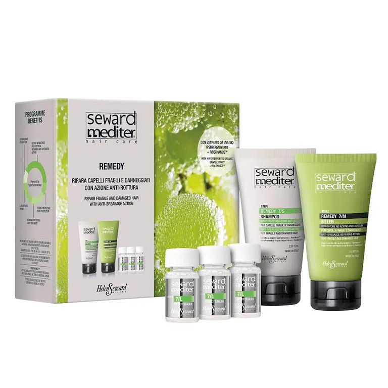 Helen Seward – Remedy Set – Šampon za obnavljanje + Regenerišuća gel-maska + Fluid za sjaj i svilenkastost