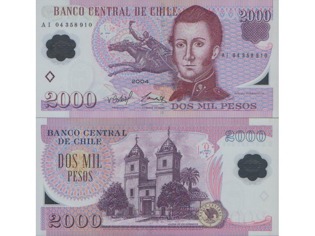 CHILE Čile 2000 Pesos 2004 UNC, P-160a Polymer