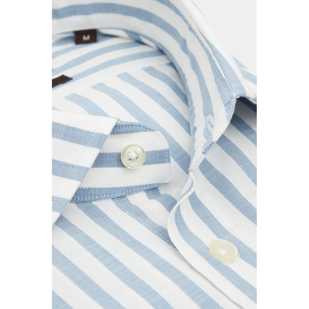 Vakko STRIPED PATTERNED CRINKLE SPORTS SHIRT