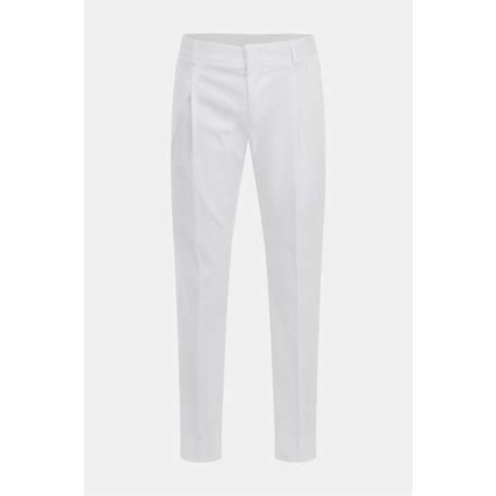 Vakko SINGLE PLEATED WHITE COTTON TROUSERS