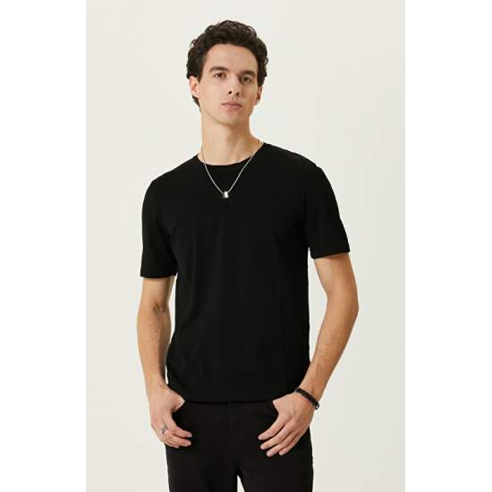 Black Crew Neck Short Sleeve Knitwear Sweater