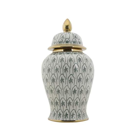 Vakko GREEN-WHITE PALMERAS CERAMIC VASE