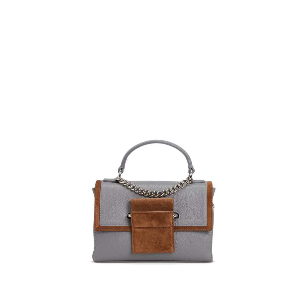 Vakko GRAY LEATHER BAG