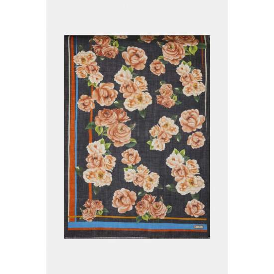 Vakko FLORAL PATTERNED MODAL SILK shawl