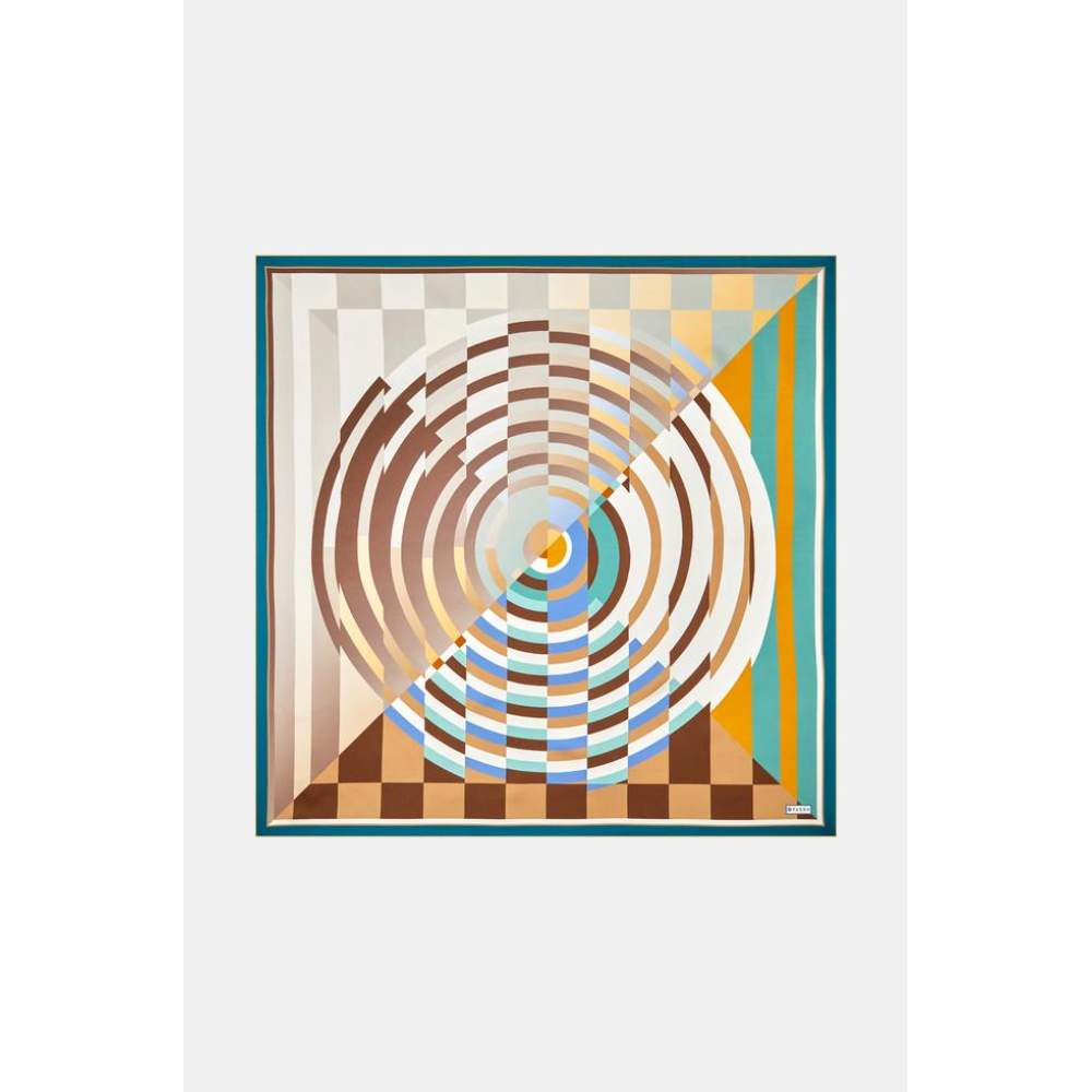 Vakko GEOMETRIC PATTERNED SILK SCARF