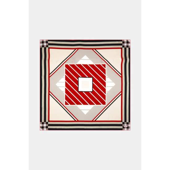 Vakko GEOMETRIC PATTERNED SILK SCARF